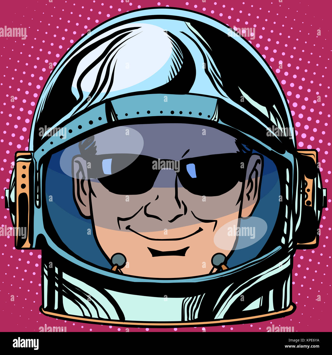 emoticon spy Emoji face man astronaut retro Stock Photo - Alamy