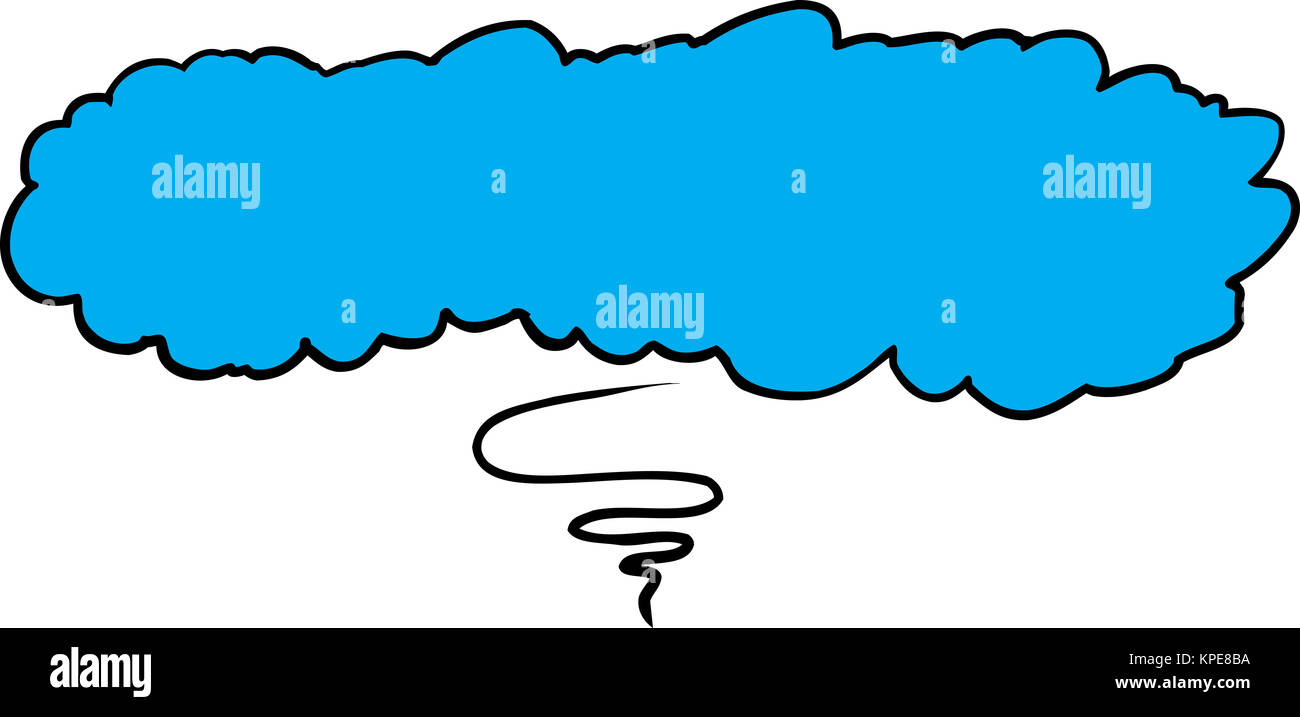 Blue thought bubble with squiggly line Stock Photo - Alamy