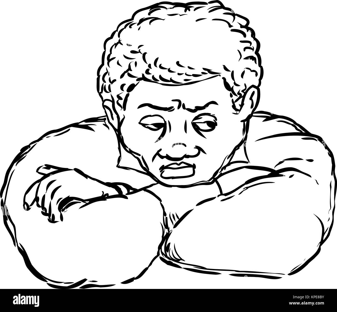Scowling man with folded arms looking over Stock Photo - Alamy