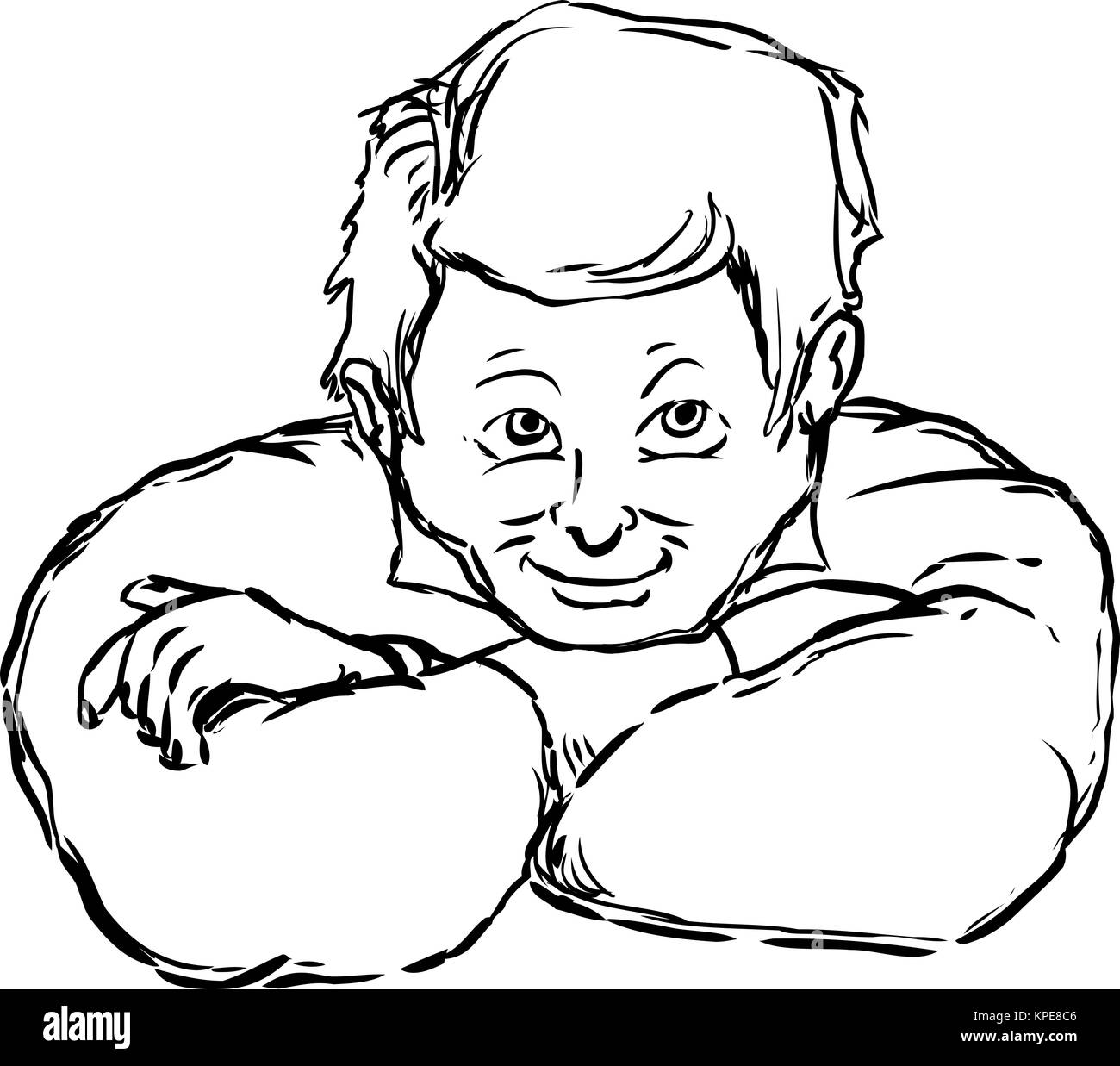 Outline of man with grin and folded arms Stock Photo - Alamy