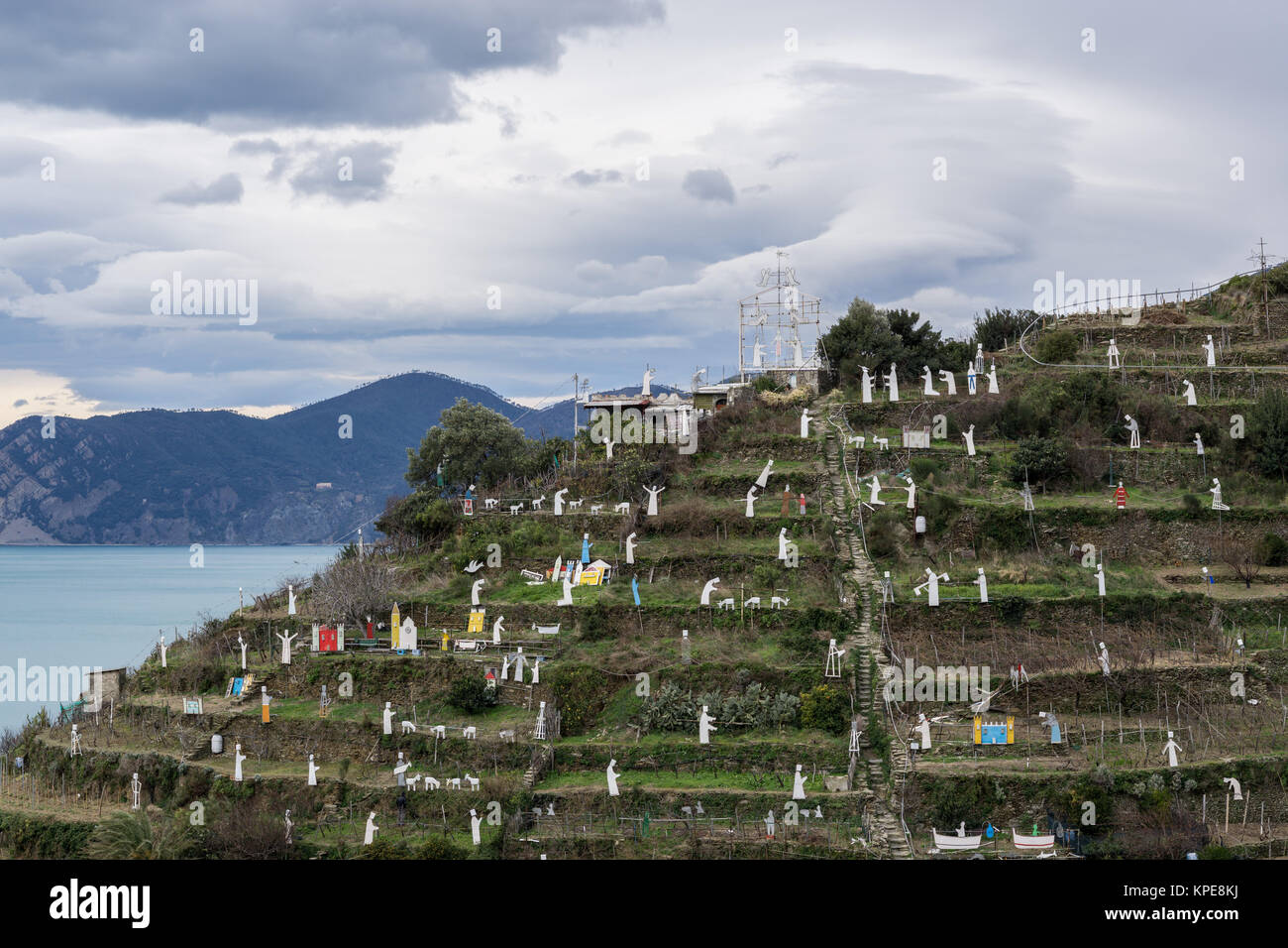 View of Manarola Nativity scene Stock Photo - Alamy