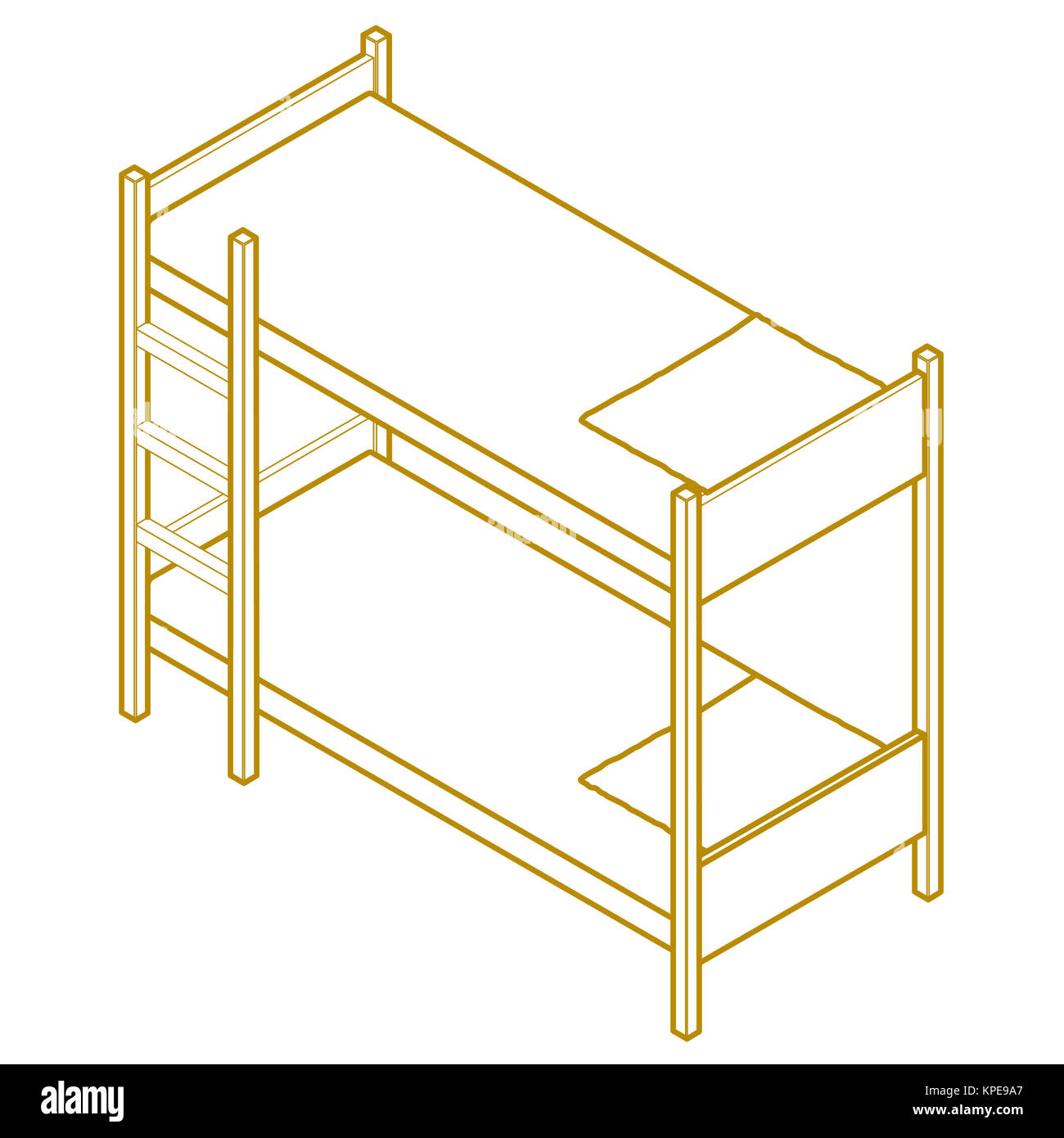 bunk bed isometric perspective view Stock Photo - Alamy