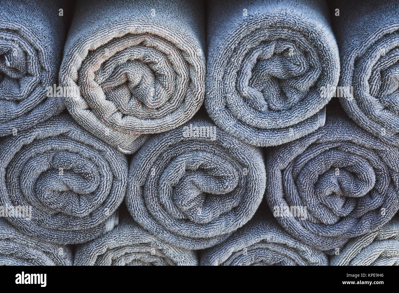 Stack of rolled towels in hotel near beach Stock Photo - Alamy