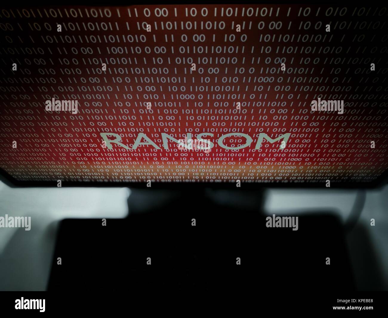 Red Binary Code On Computer Screen Red Binary Code Background For Problem Internet Business