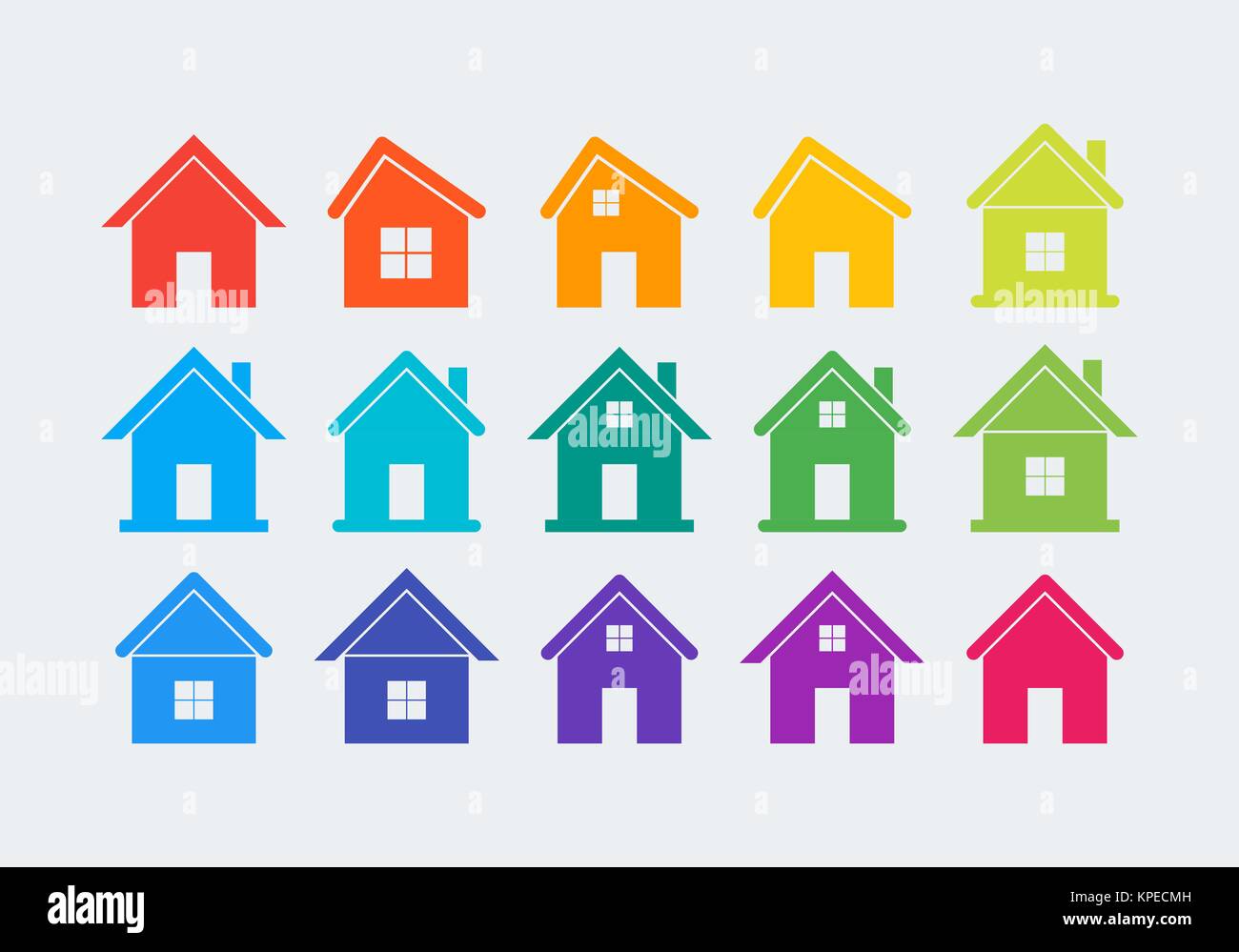 15 colored house icons Stock Photo - Alamy