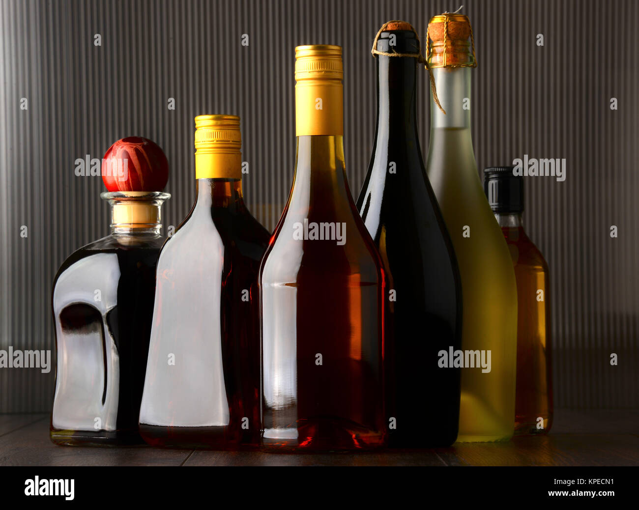Bottles of assorted alcoholic beverages Stock Photo - Alamy