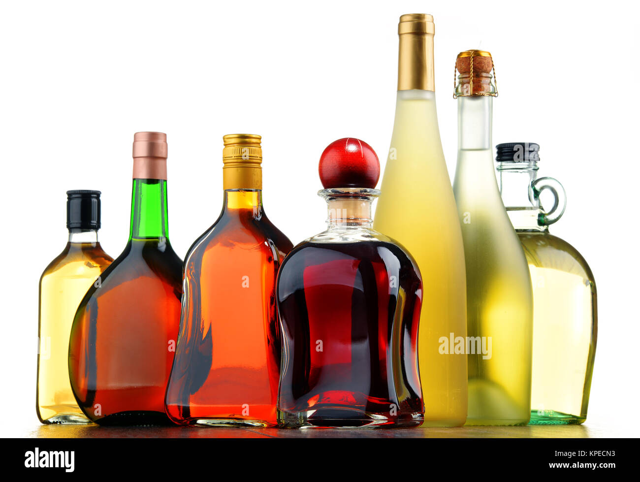 Bottles of assorted alcoholic beverages Stock Photo - Alamy