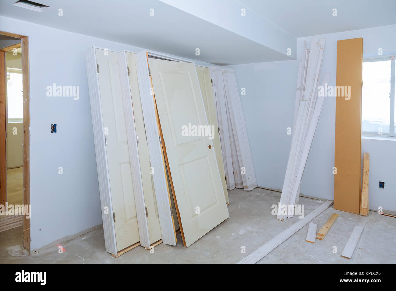 Flat renovation at modern apartment building. new house the ...