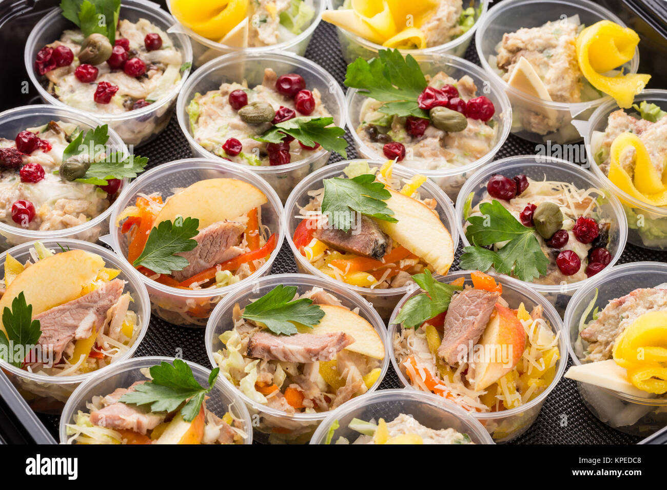 closeup set different canapes and snacks Stock Photo - Alamy