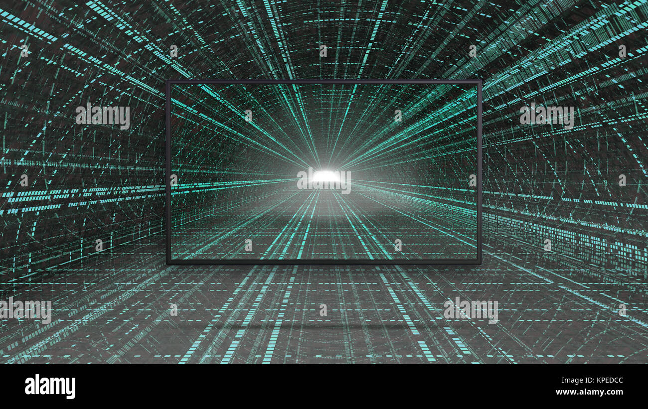 3d led tv display with tunnel background Stock Photo - Alamy