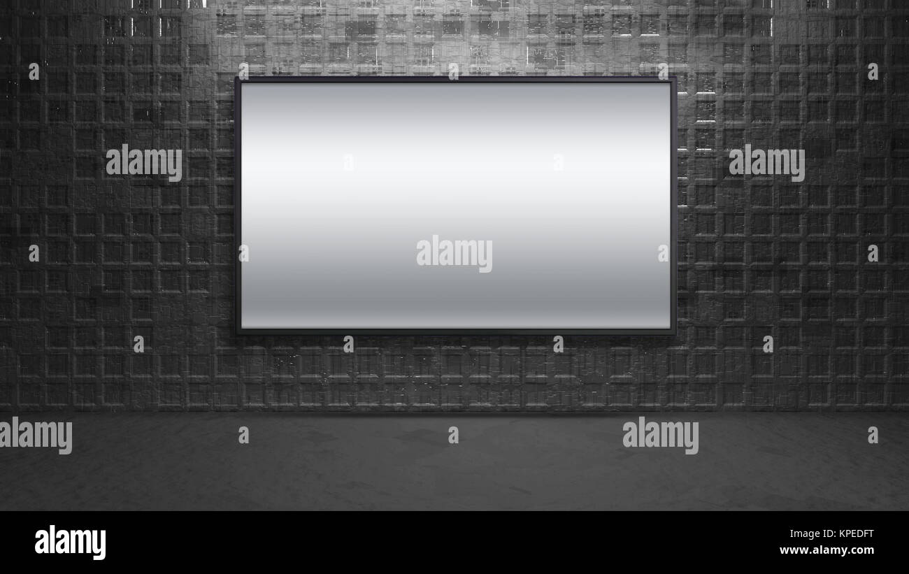 led tv display on Metal square wall Stock Photo - Alamy
