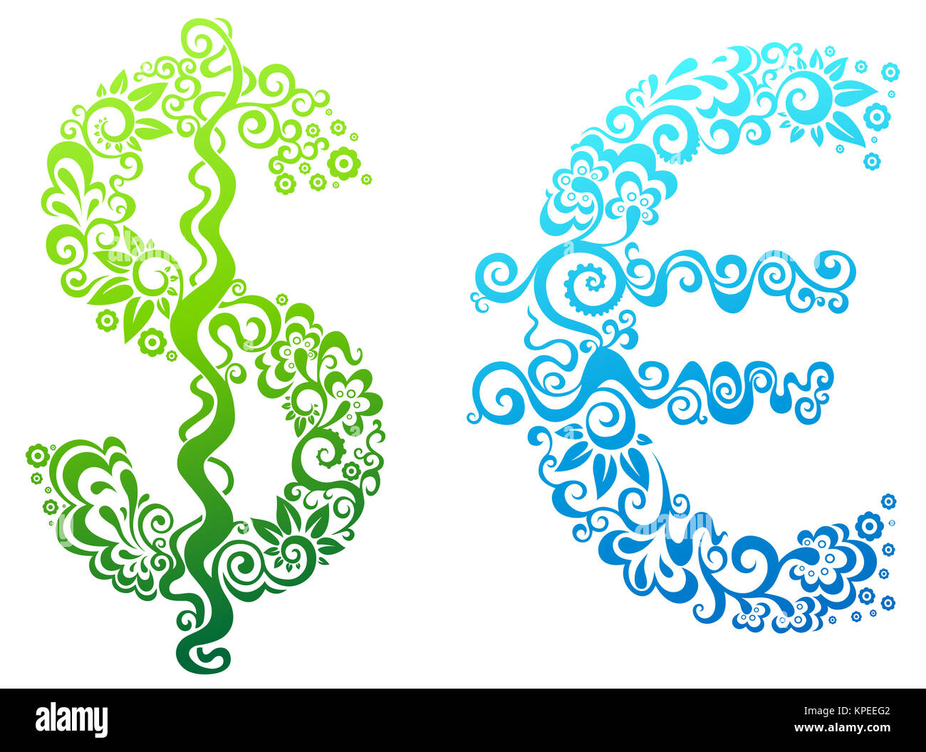 Decorative floral money sign Stock Photo - Alamy