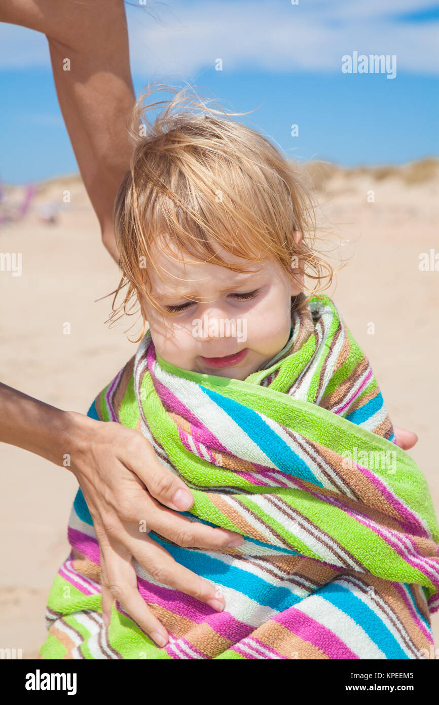 Child drying hands towel hi-res stock photography and images - Alamy