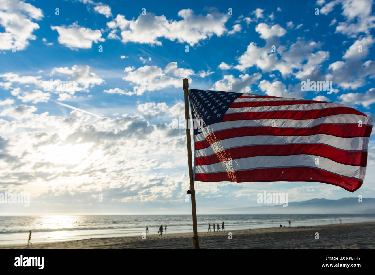 us flag on the beach Stock Photo - Alamy