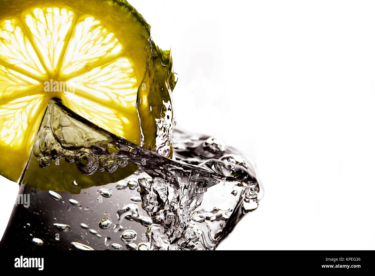 water in a glass with lemon slice Stock Photo - Alamy