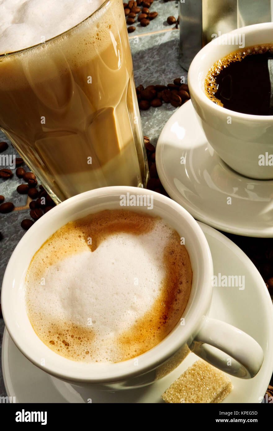 3 coffee versions Stock Photo - Alamy