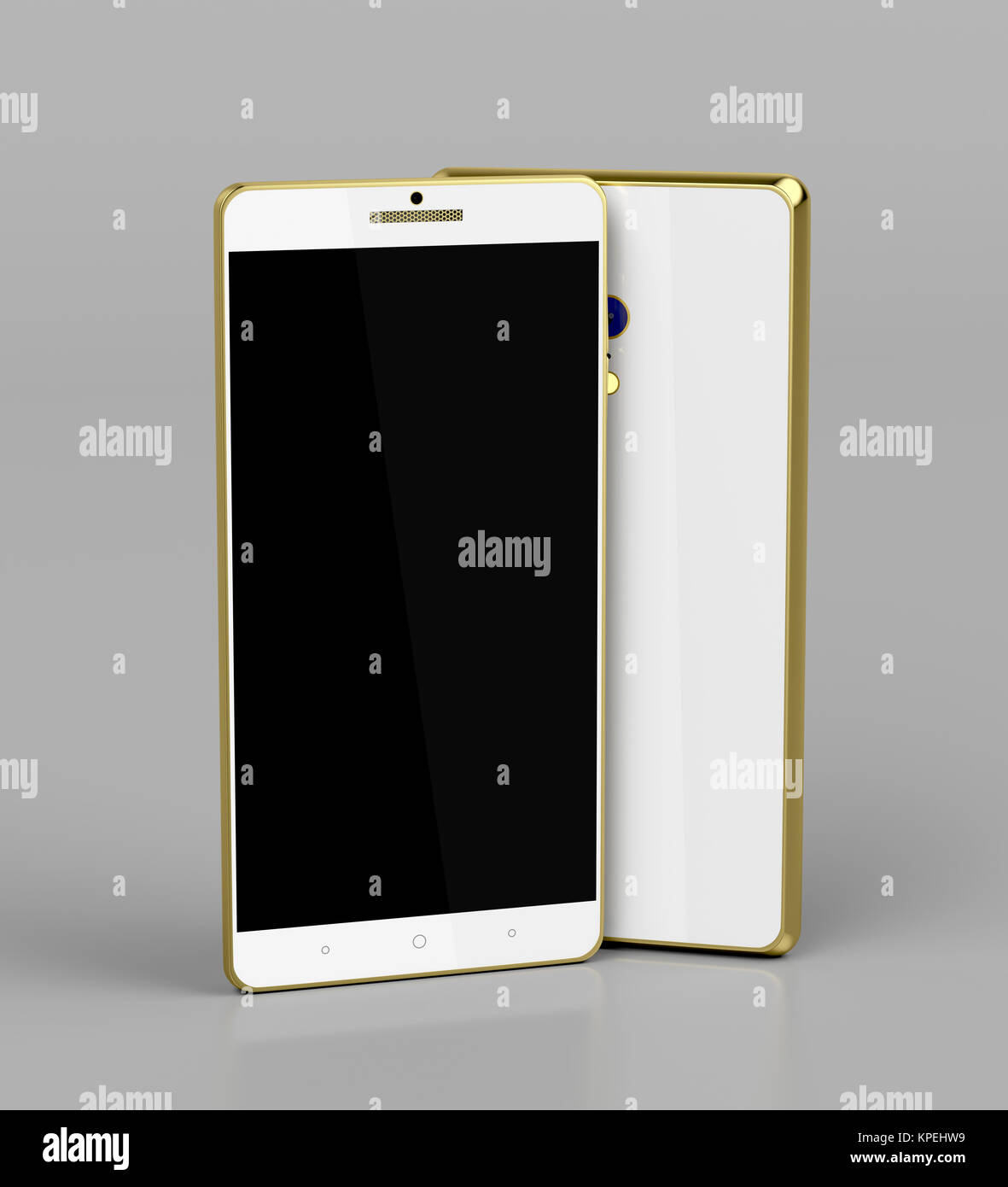 Smartphones with golden frame Stock Photo - Alamy