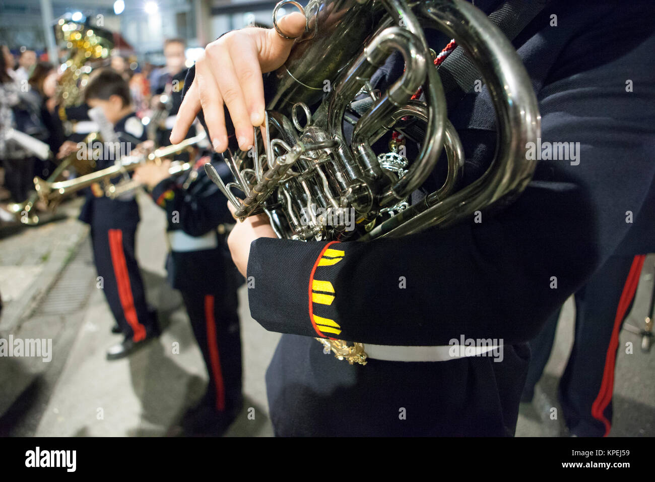Musician playing religious marches at Holy week, Spain Stock Photo - Alamy