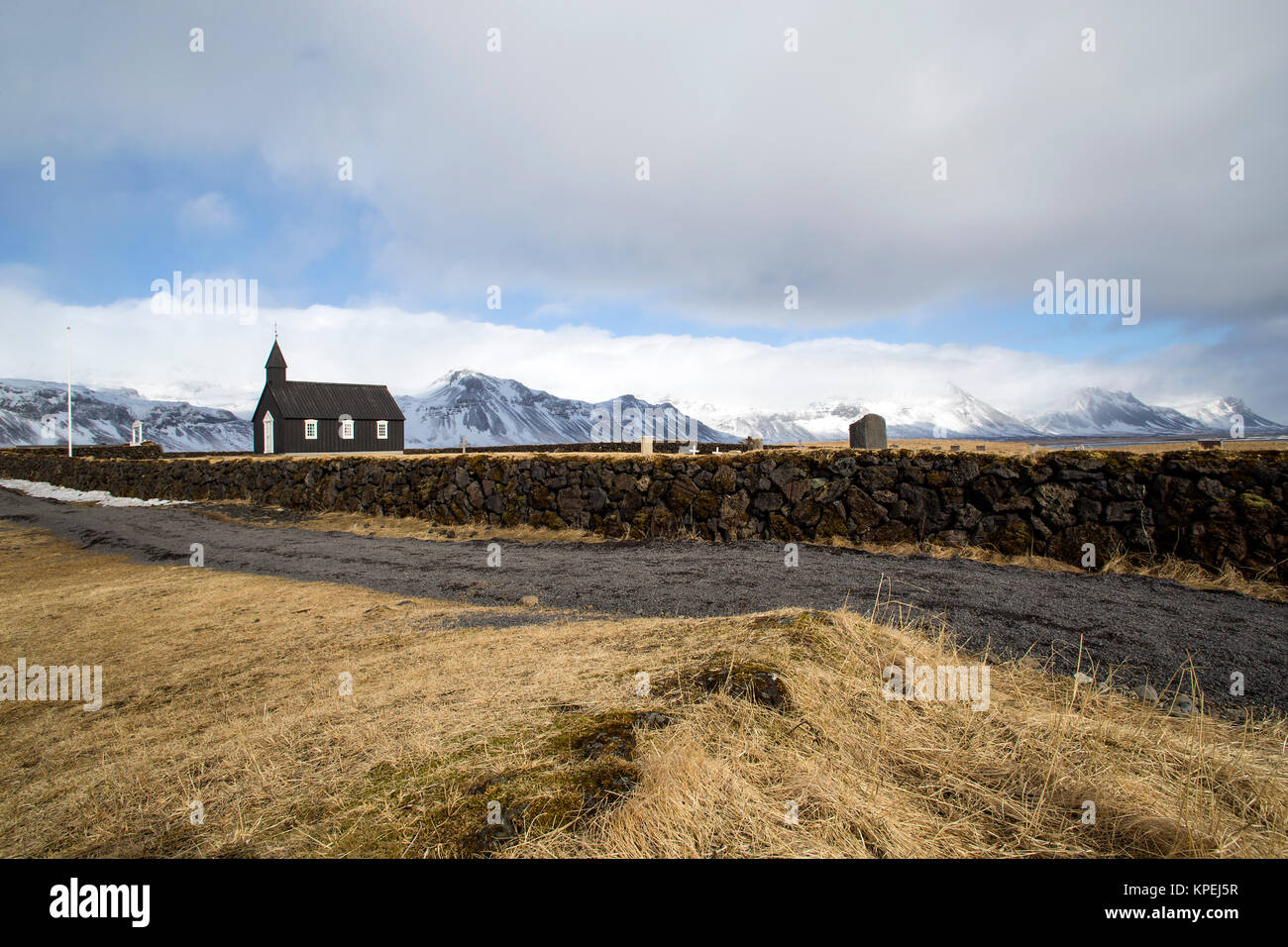 Black church of Budir in Iceland, springtime Stock Photo - Alamy