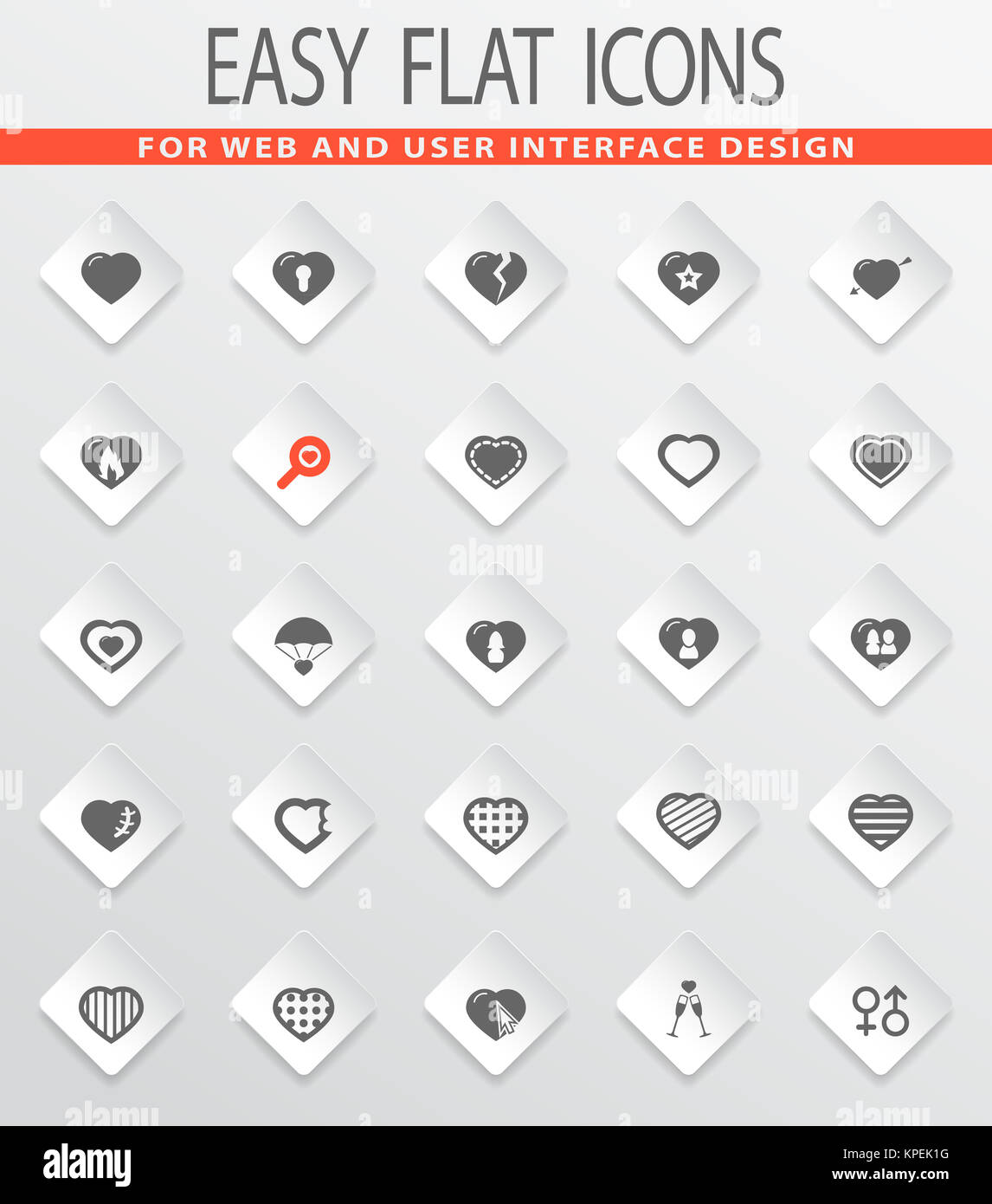 Heart Icon Set Stock Photo - Alamy