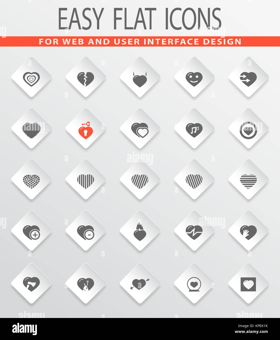 Heart love icons set Stock Photo - Alamy