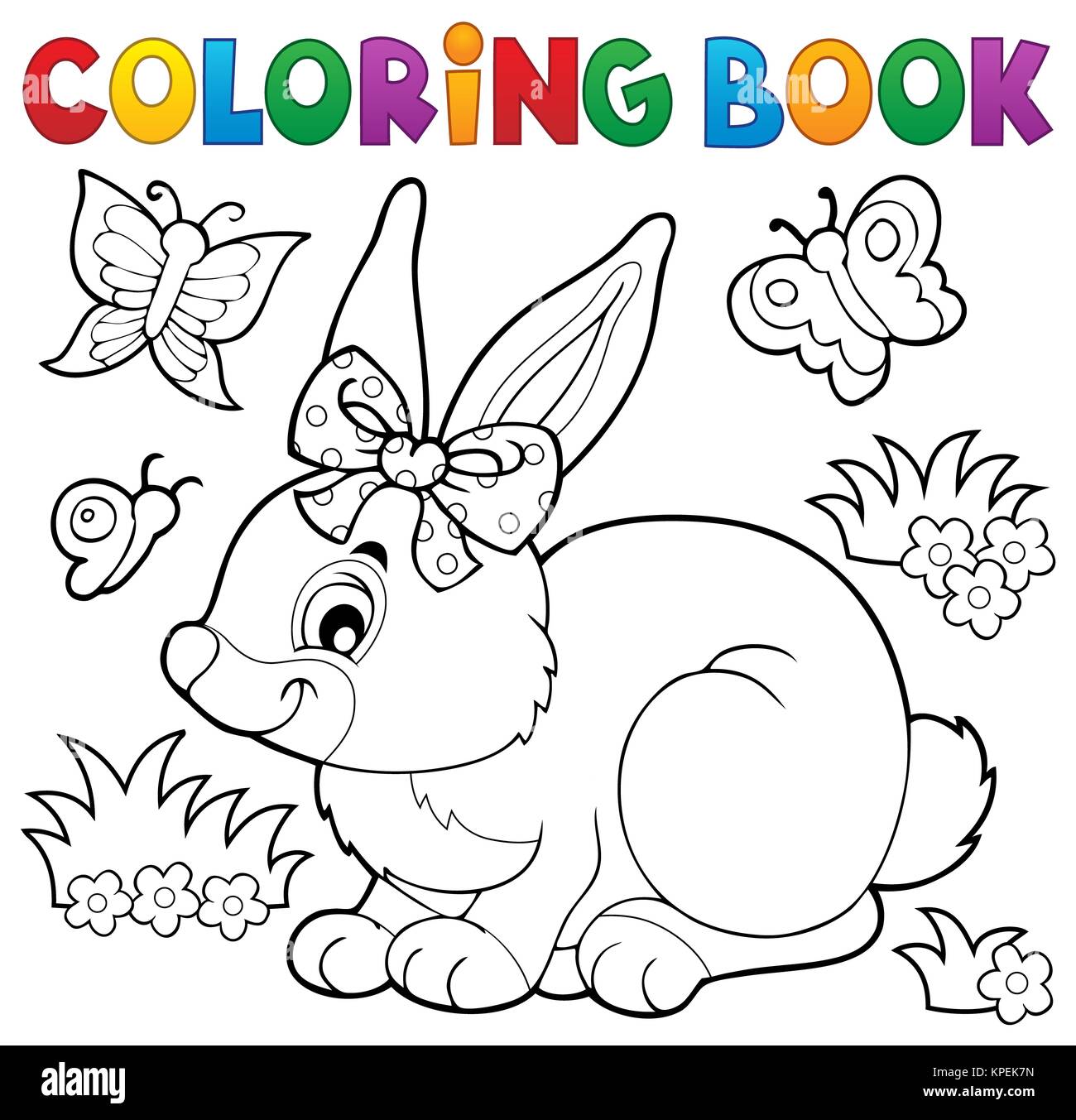 Coloring book rabbit topic 3 Stock Photo - Alamy