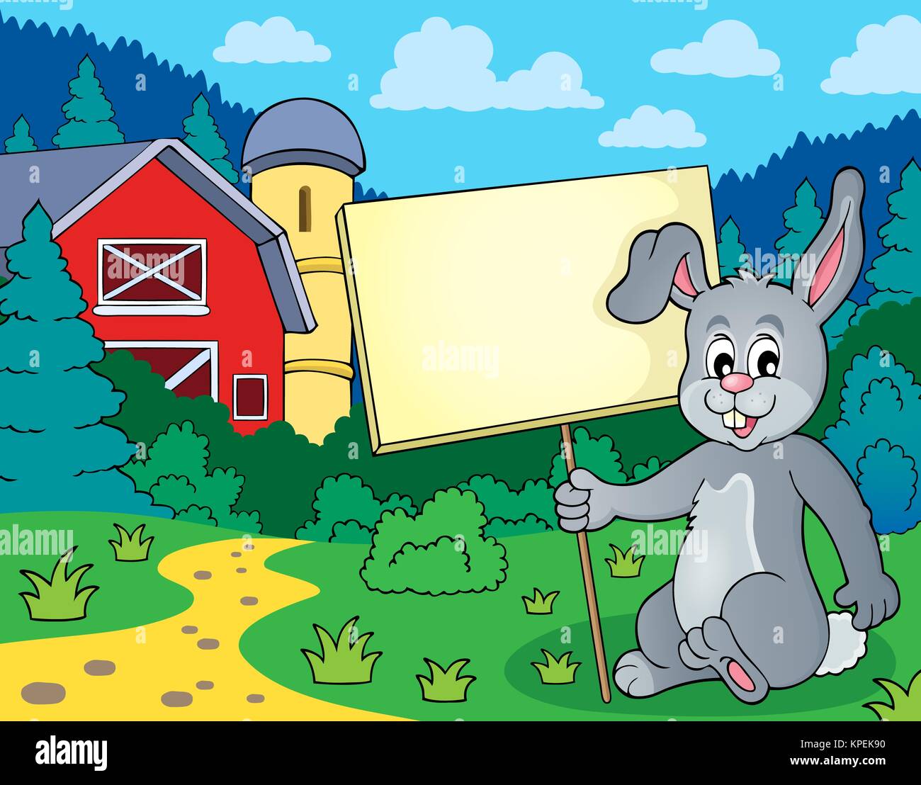 Rabbit with sign theme image 2 Stock Photo - Alamy