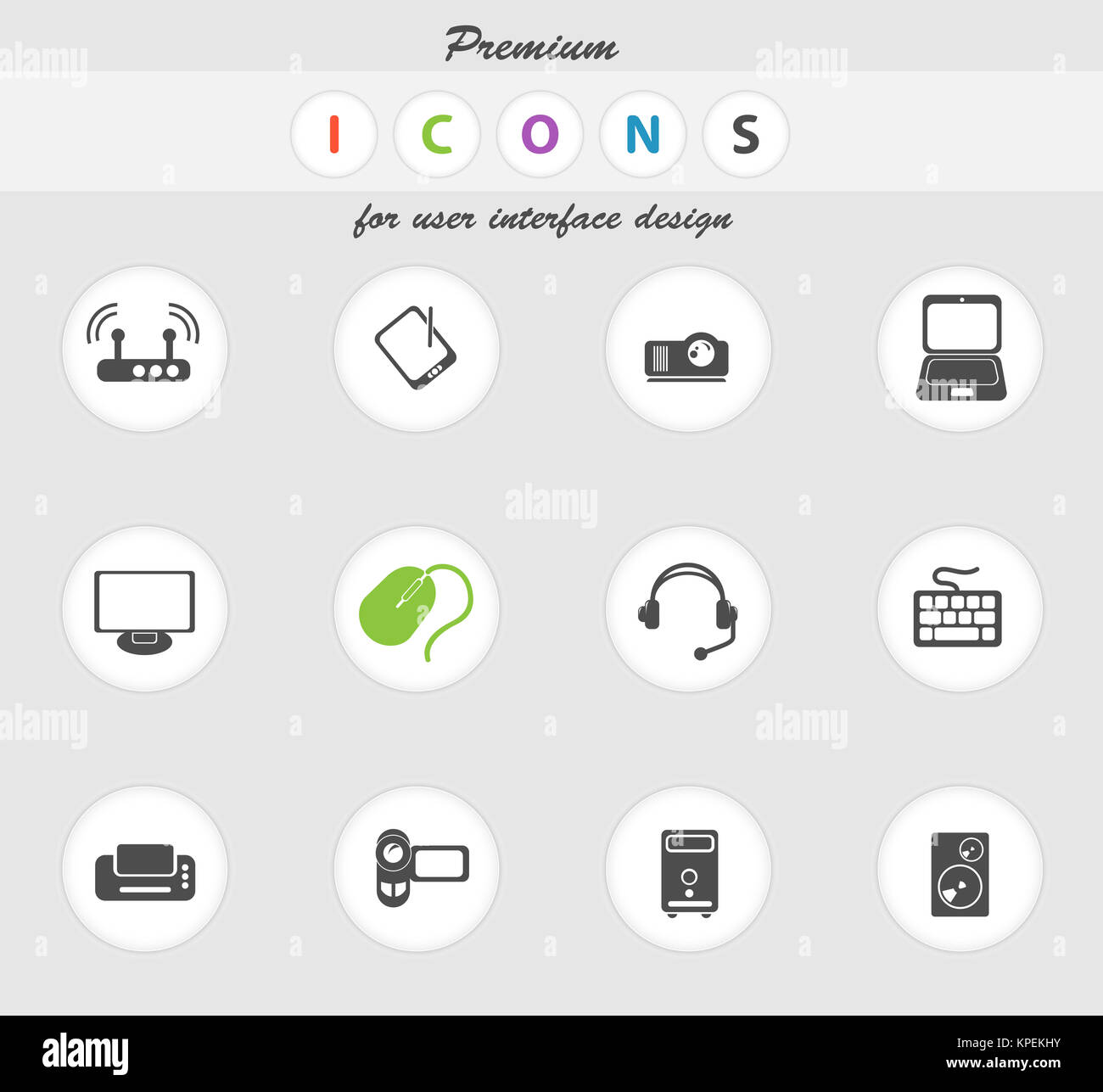 Computer equipment simple vector icons Stock Photo - Alamy