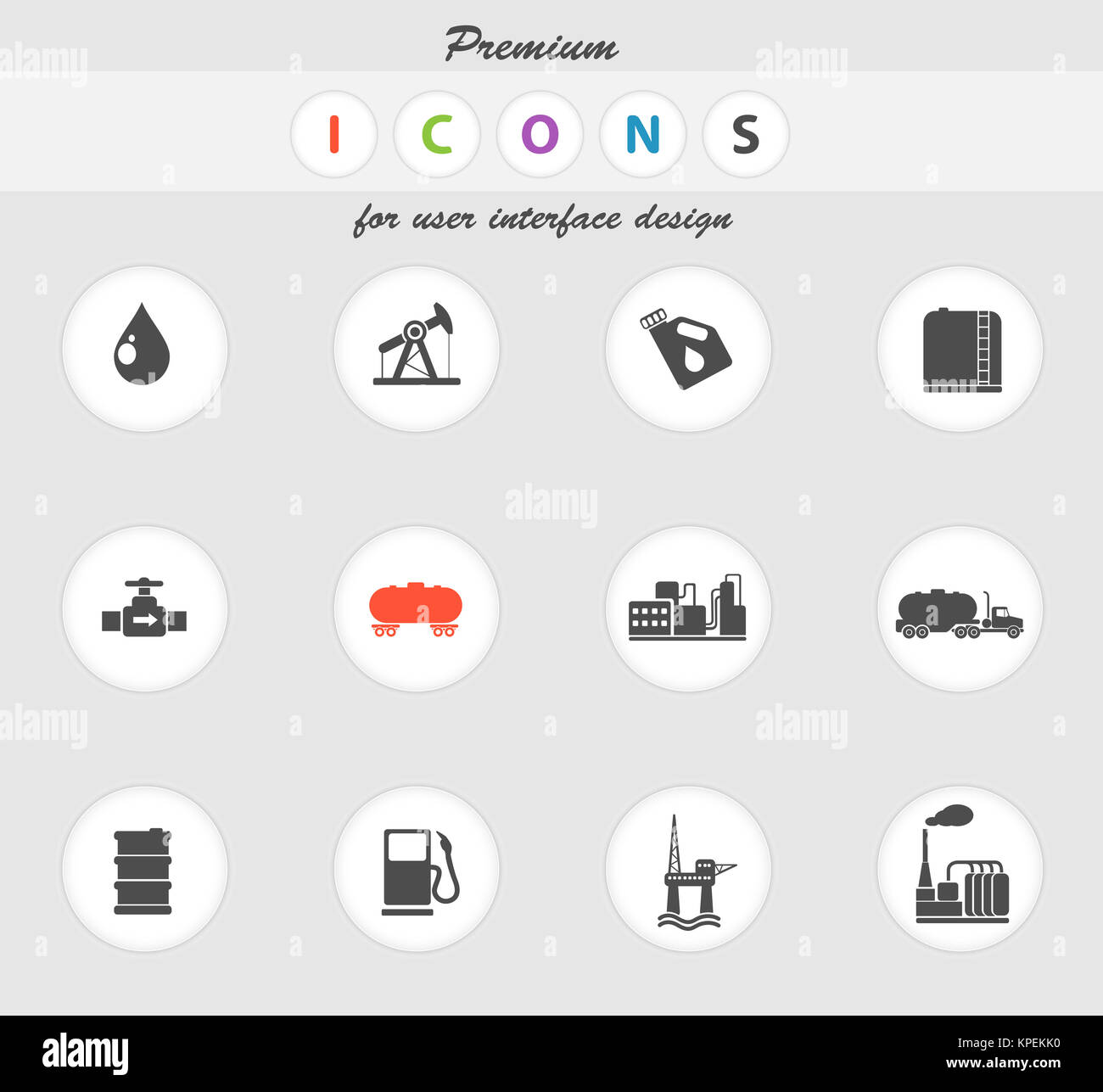 Oil and petrol industry objects icons Stock Photo - Alamy
