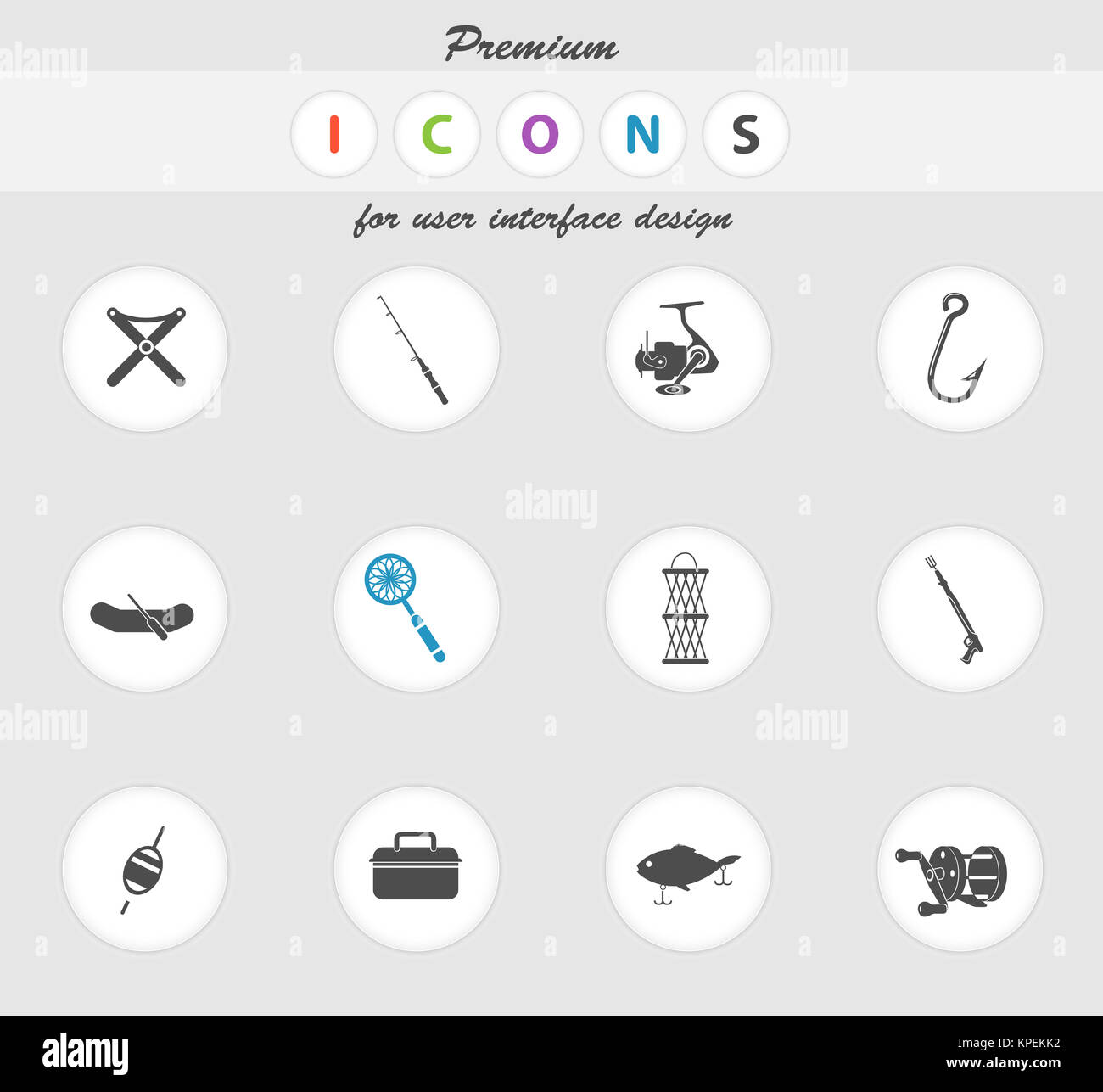 Fishing icon set Stock Photo - Alamy