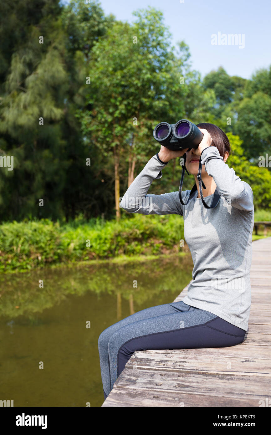 Young girls wooden walkway hi-res stock photography and images - Alamy