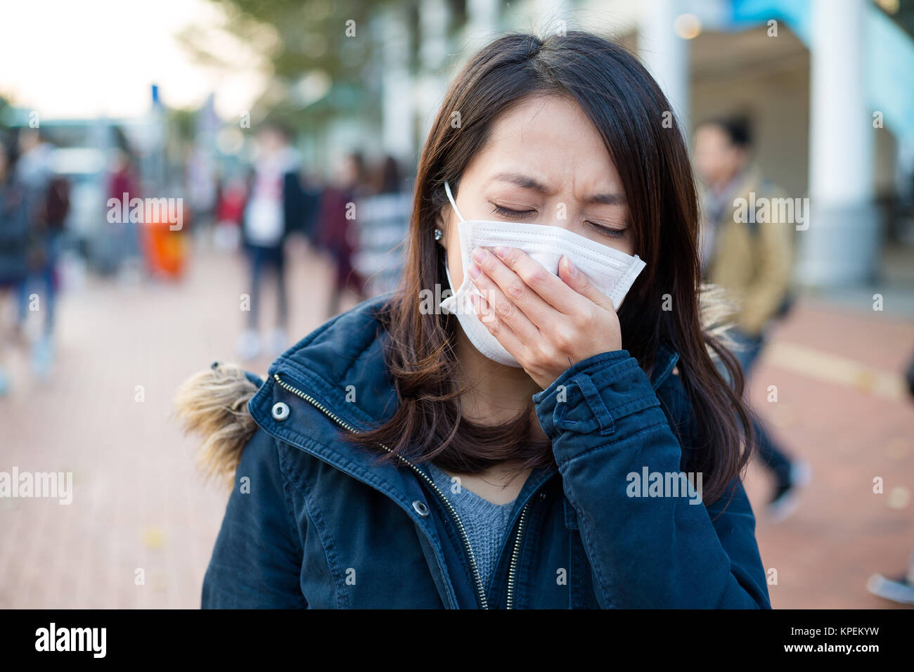 Woman feeling unwell at outdoor Stock Photo - Alamy