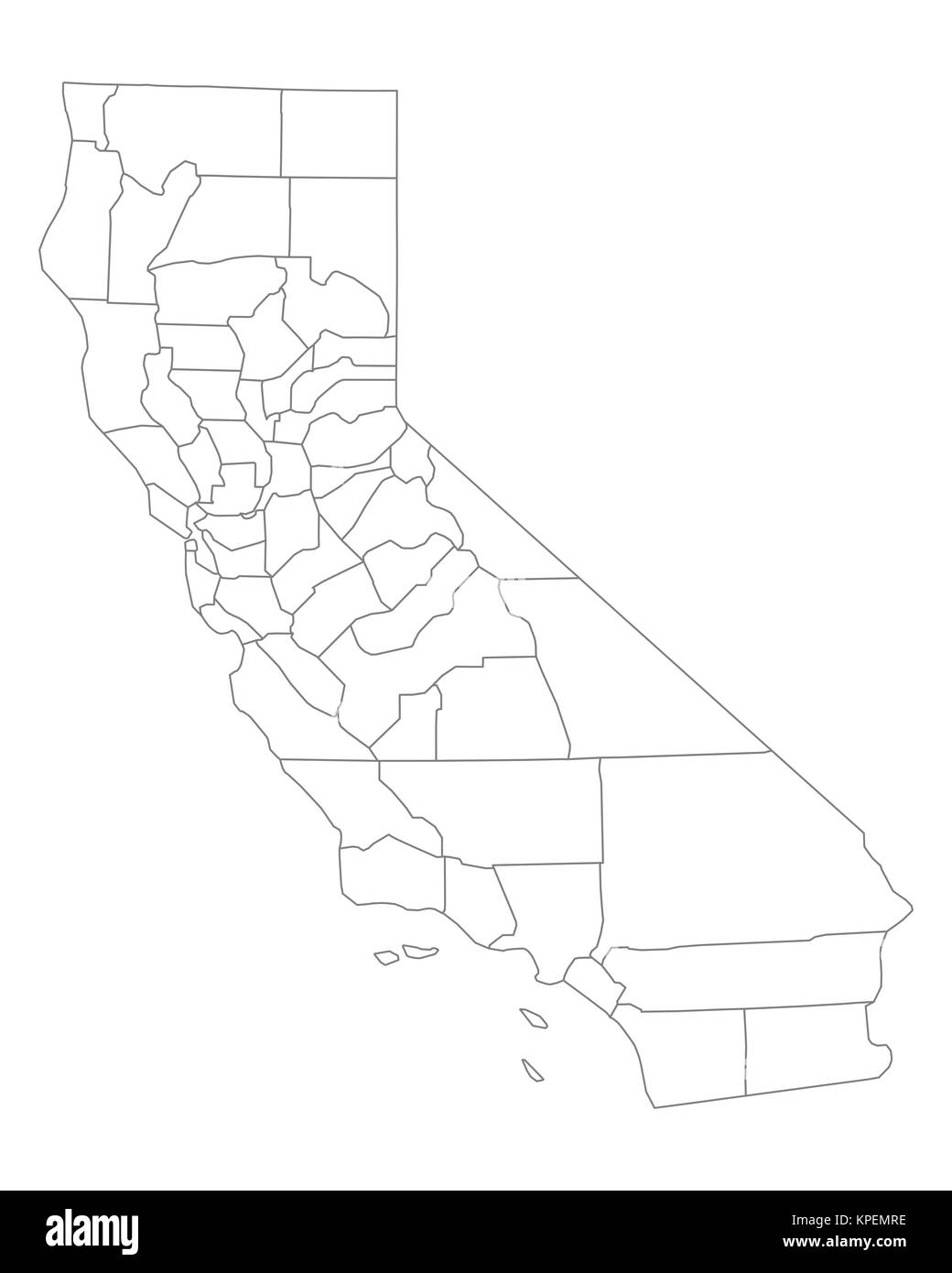 Map of california counties Black and White Stock Photos & Images - Alamy