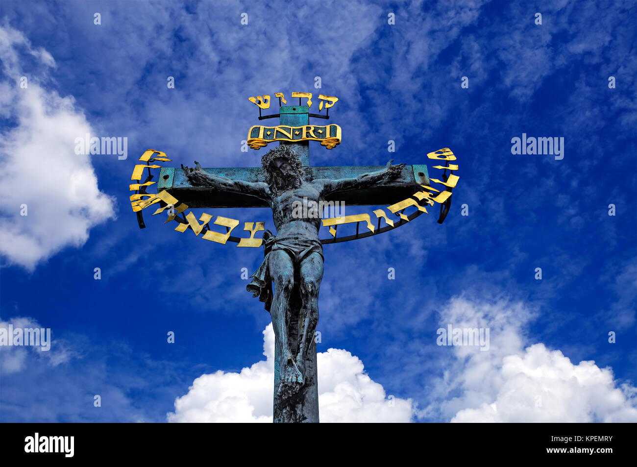 Crucifix on Charles Bridge, Prague, Czech Republic Stock Photo - Alamy