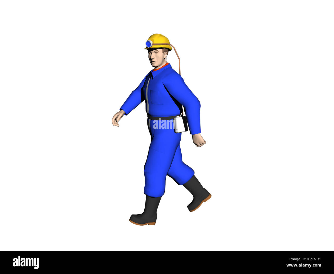 Miner freed in blue jumpsuit Stock Photo - Alamy