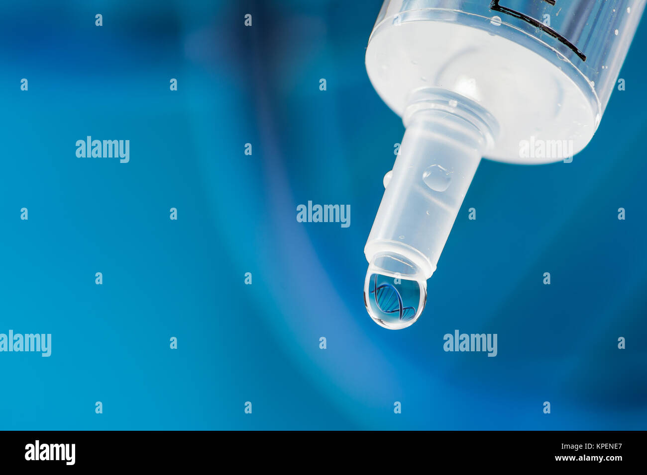DNA reflection in a drop from a syringe Stock Photo - Alamy