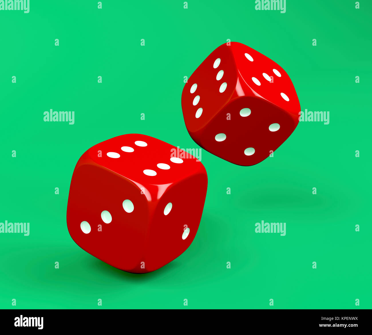 Red rolling dices Stock Photo - Alamy