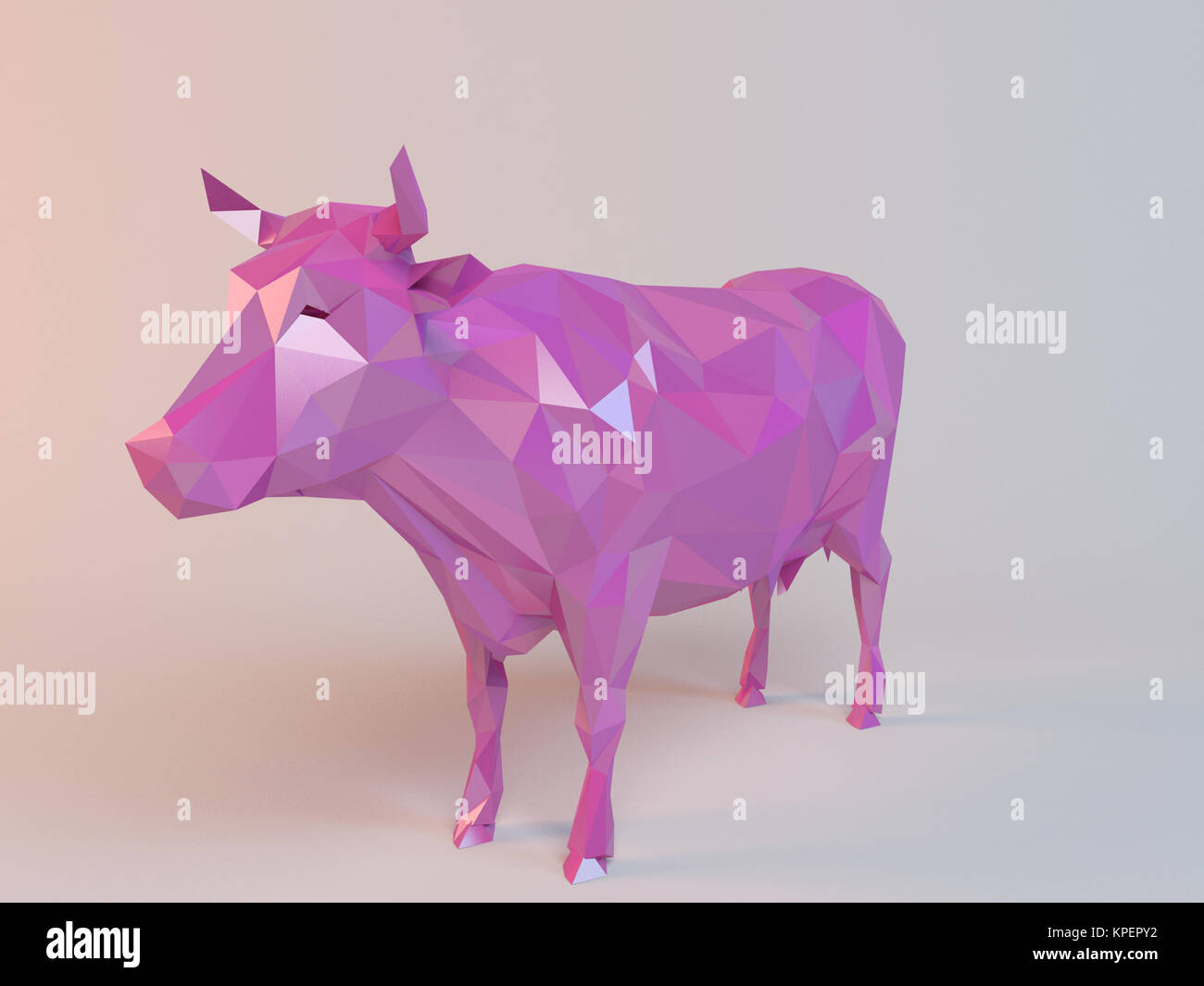 3D pink low poly (cow Stock Photo - Alamy