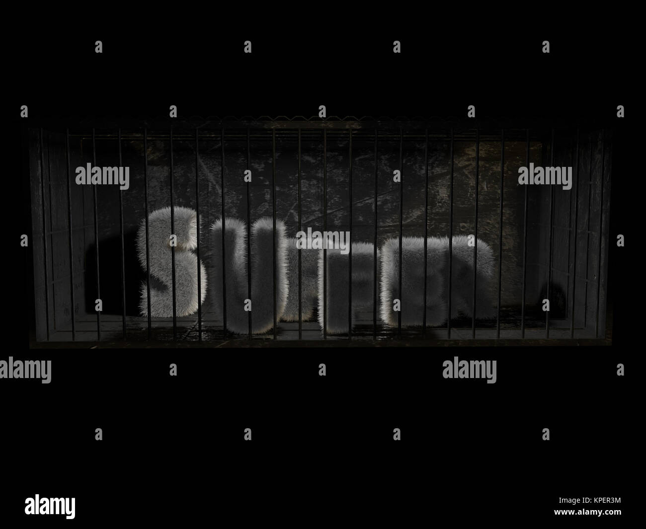 3D suffer word inside a prison Stock Photo - Alamy