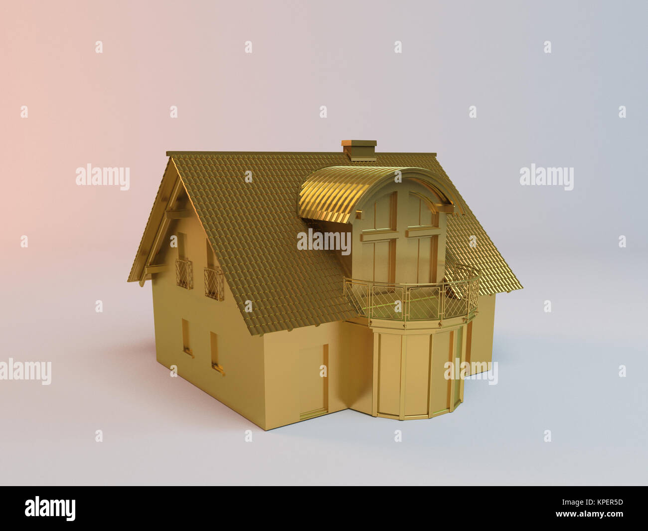 golden 3D simple house Stock Photo - Alamy