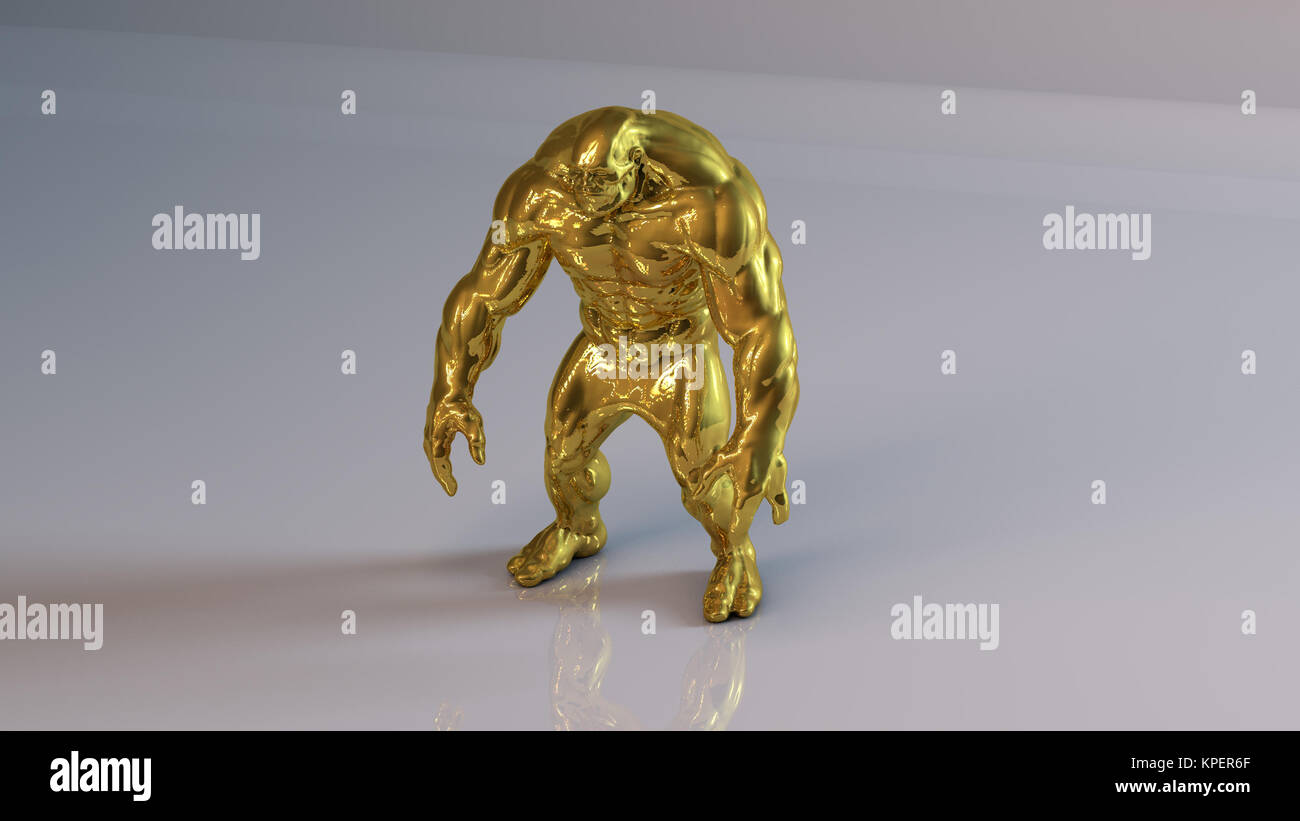 Golden 3D object (Muscle man Stock Photo - Alamy