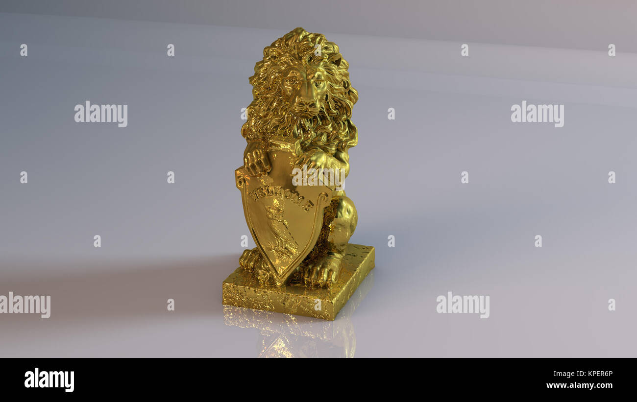 Golden 3D object (lion Stock Photo - Alamy