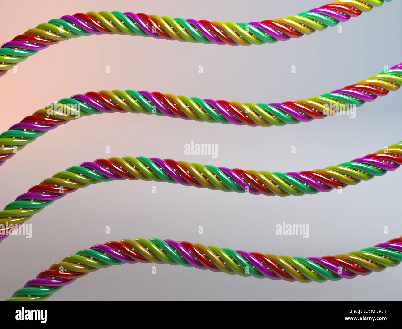 twisted multicolored plastic candy cables 3d Stock Photo - Alamy