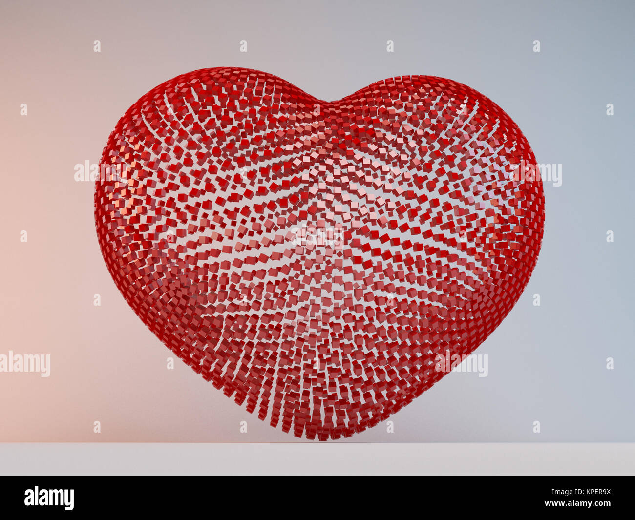 3D illuminated neon heart of glowing particles and wireframe Stock ...