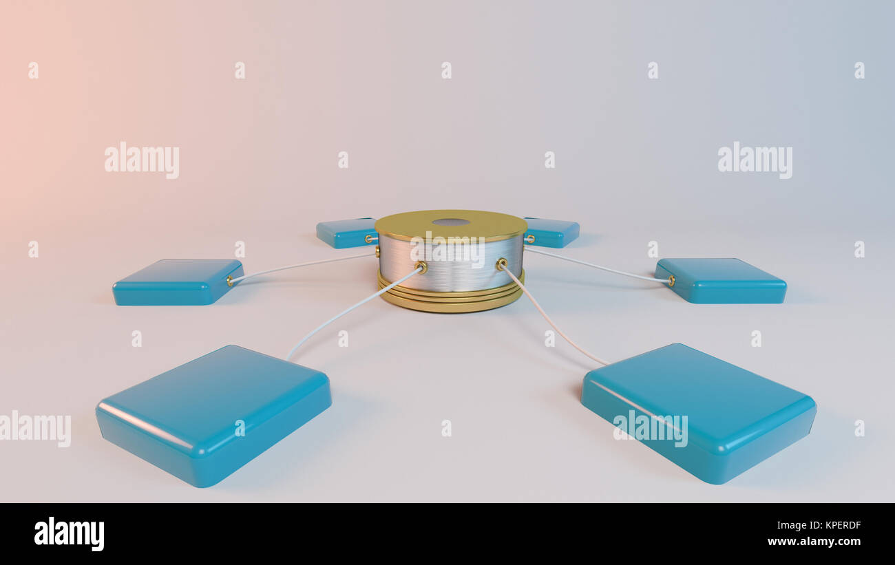Data network with blue indicators Stock Photo - Alamy