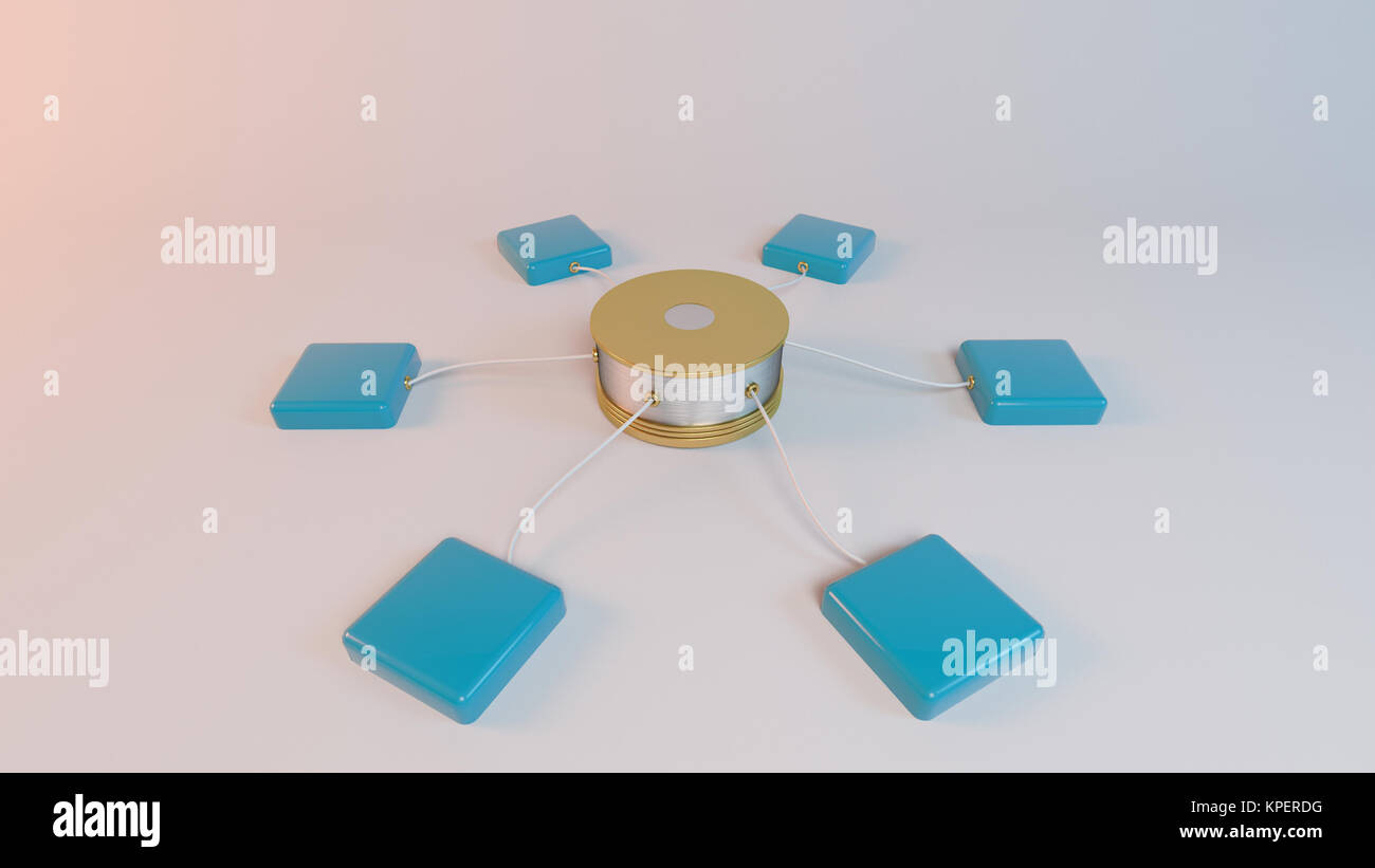 Data network with blue indicators Stock Photo - Alamy