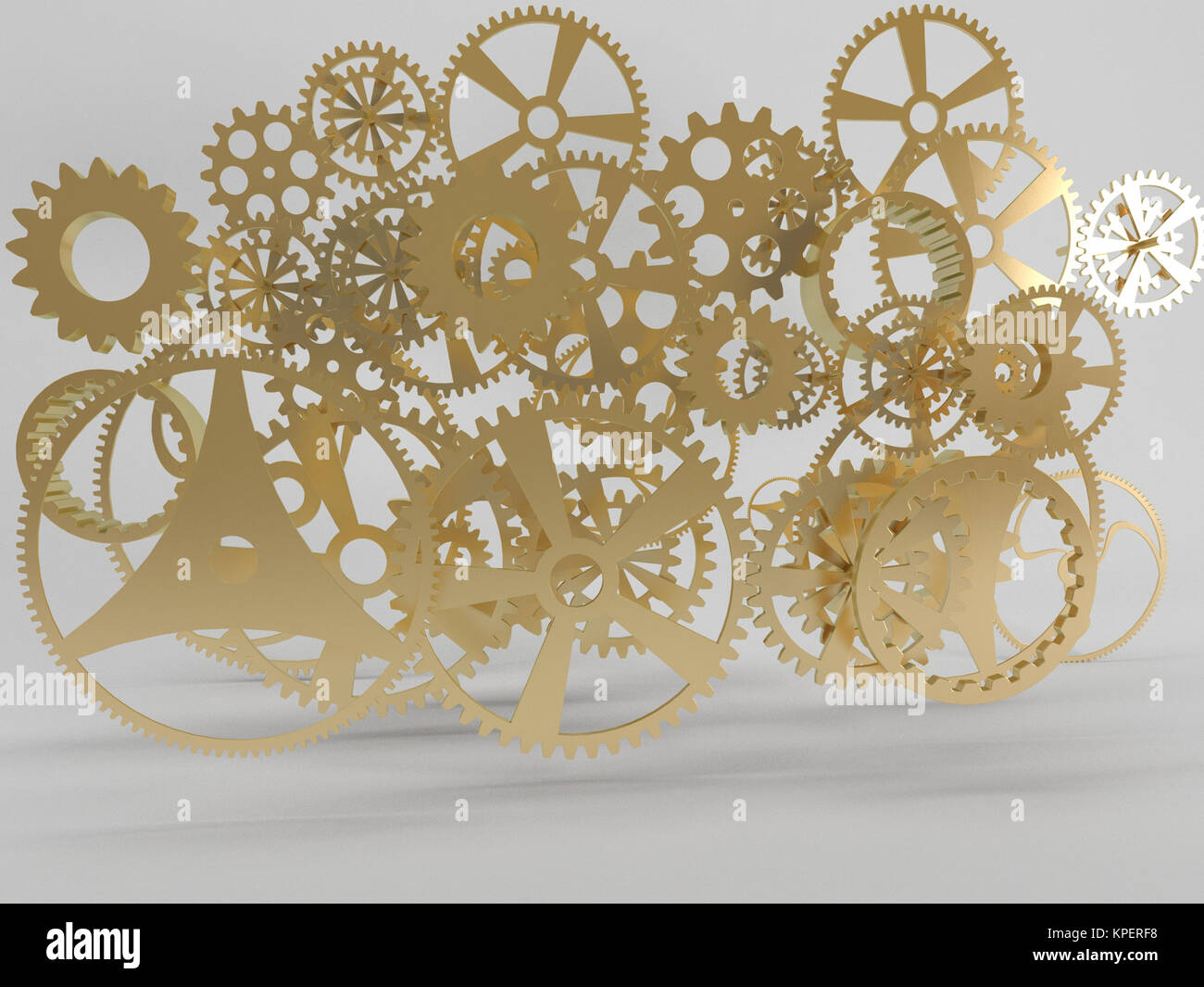 3d Golden Gears Stock Photo - Alamy