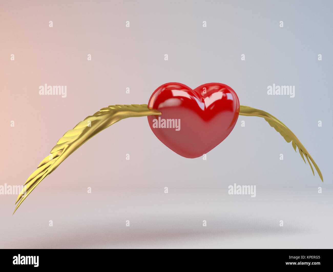 3d hearts with wings flying red heart hi-res stock photography and ...