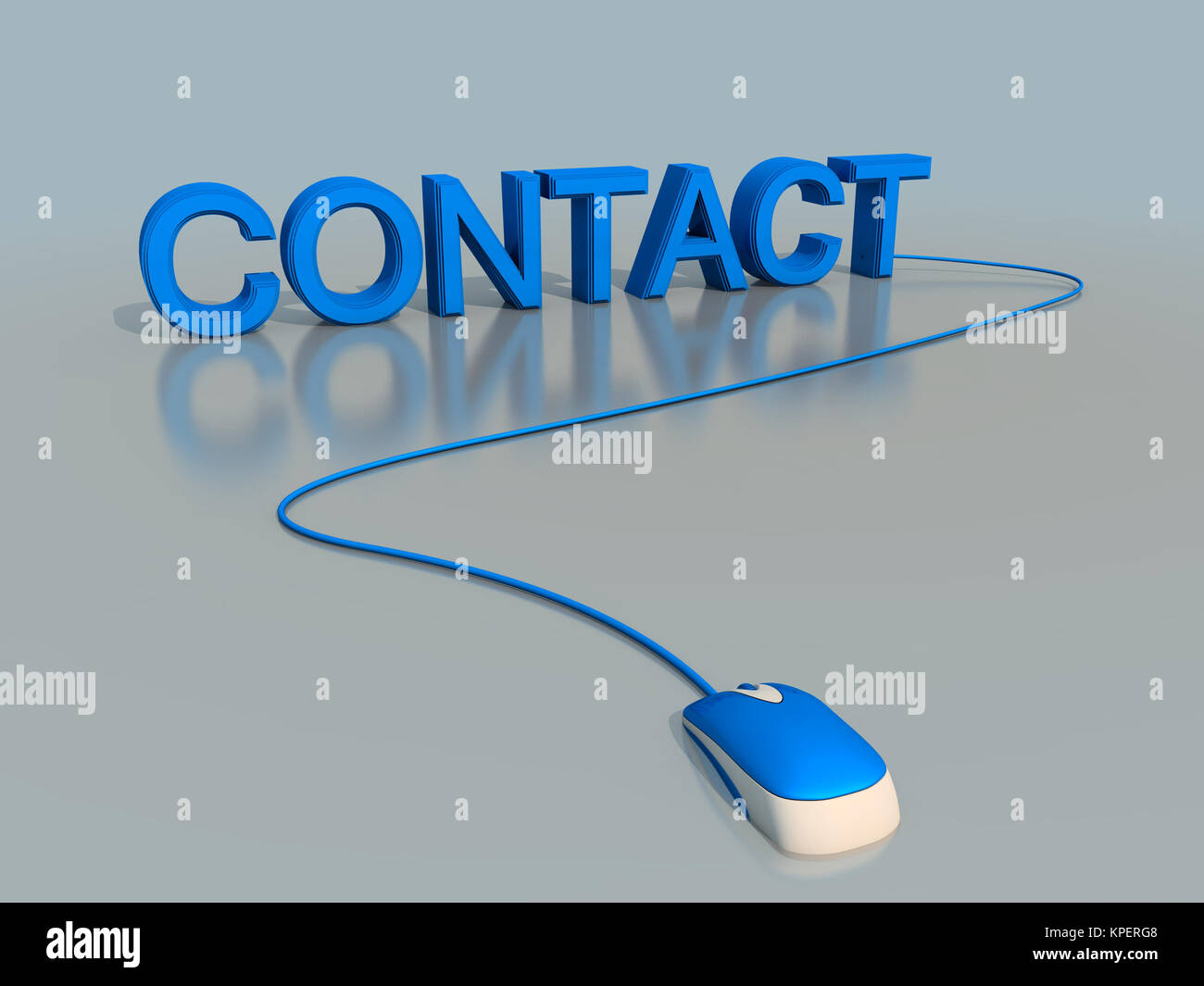 a mouse connected to a 3d word contact Stock Photo - Alamy
