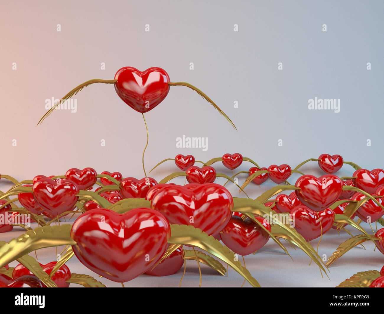 3d hearts with wings flying red heart hi-res stock photography and ...